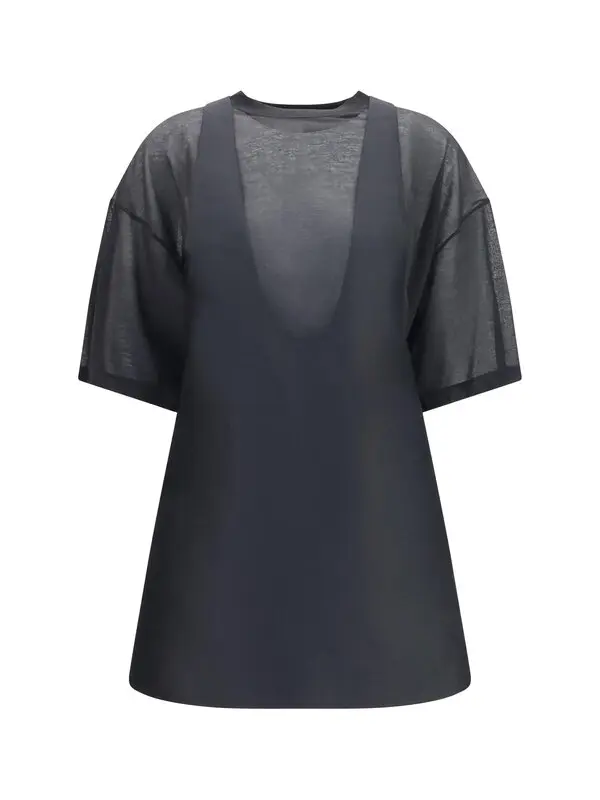 Balenciaga Hybrid Dress With Sheer T-shirt - Black