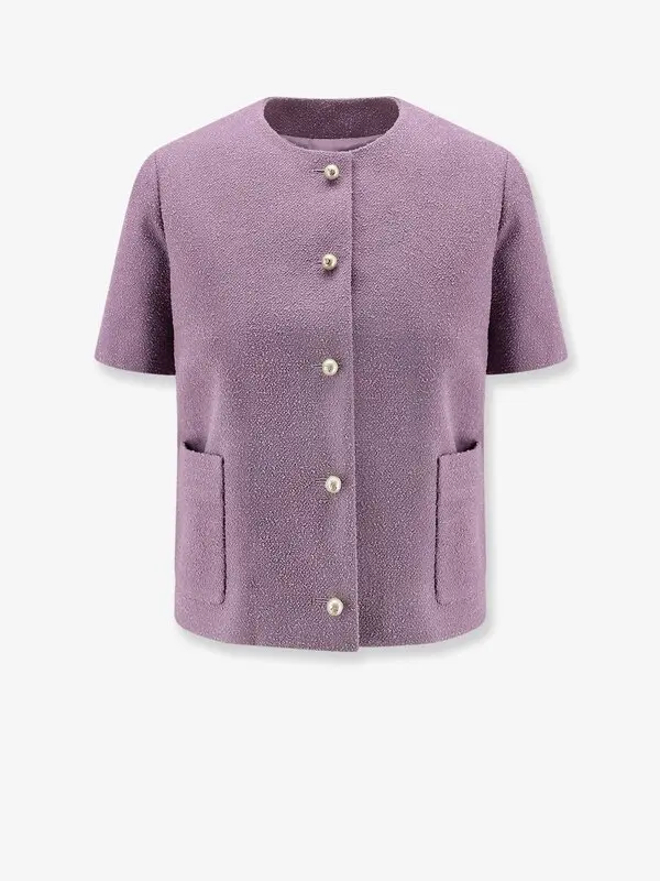 Dior Boucle Virgin Wool Blend Blazer - Purple