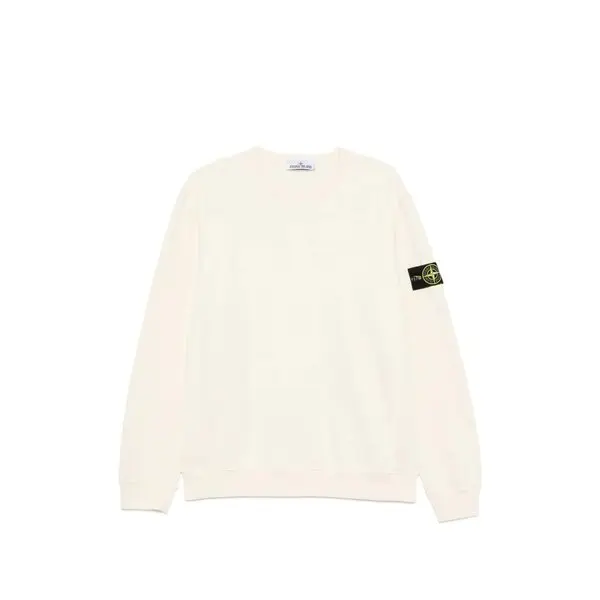 Stone Island Logo Patch Crew Neck Sweatshirt - Cream