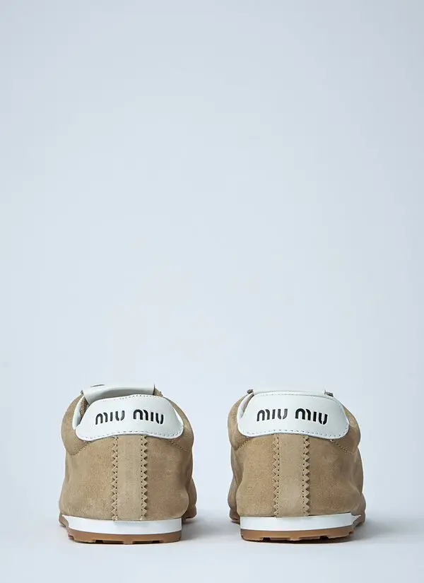 Miu Miu Suede Plume Sneakers - Cream