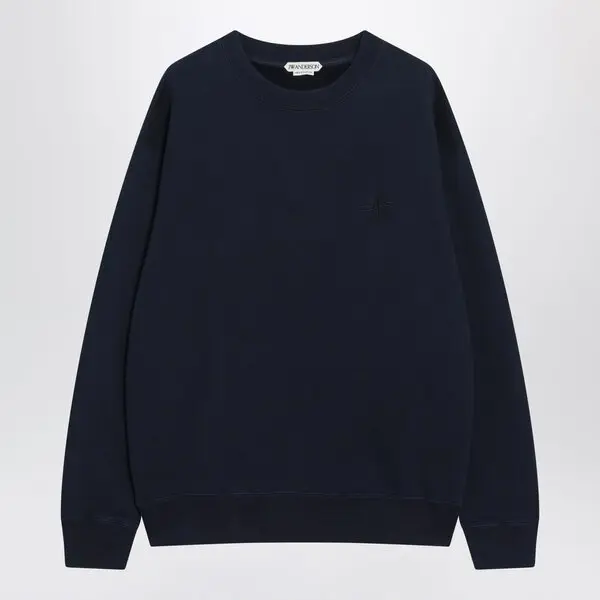 JW Anderson Navy Cotton Sweatshirt With Embroidered Logo - Blue