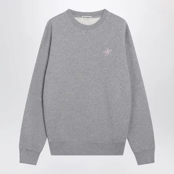 JW Anderson Grey Cotton Sweatshirt With Embroidered Logo - Gray