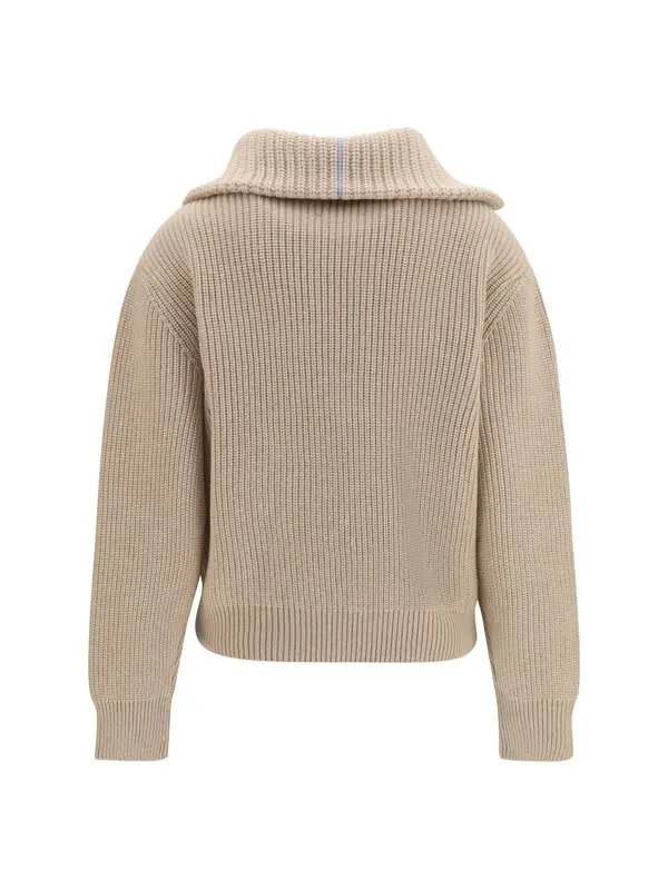 Malo High-neck Zip Sweater - Cream
