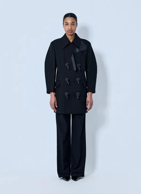 Bottega Veneta Double-breasted Coat With Knot Details - Black