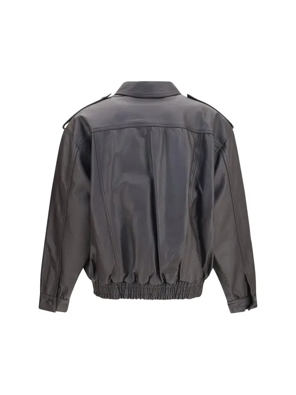 BLAZÉ MILANO Charlie Ares Leather Bomber Jacket - Black