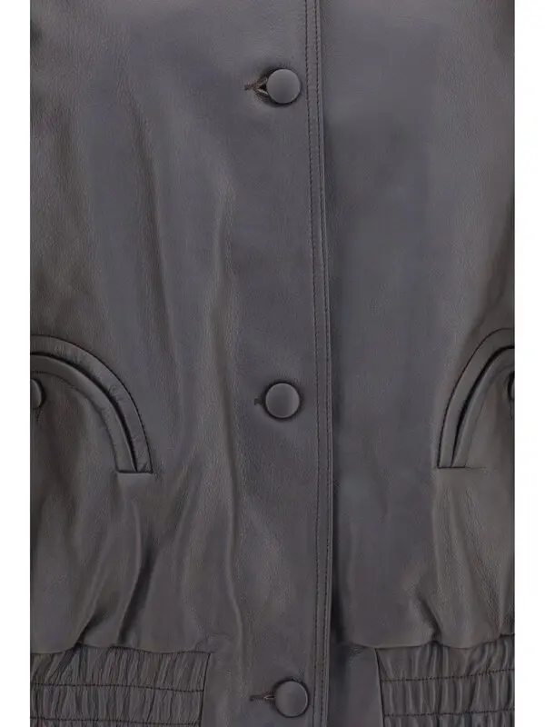 BLAZÉ MILANO Charlie Ares Leather Bomber Jacket - Black