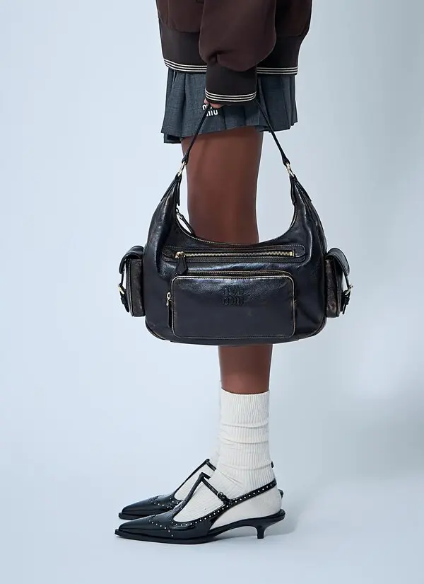 Miu Miu Pocket Leather Shoulder Bag - Brown