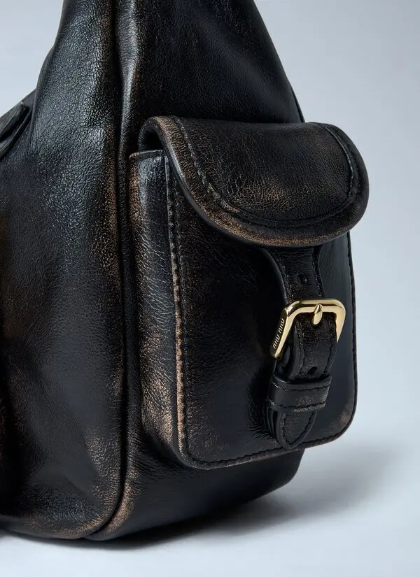 Miu Miu Pocket Leather Shoulder Bag - Brown