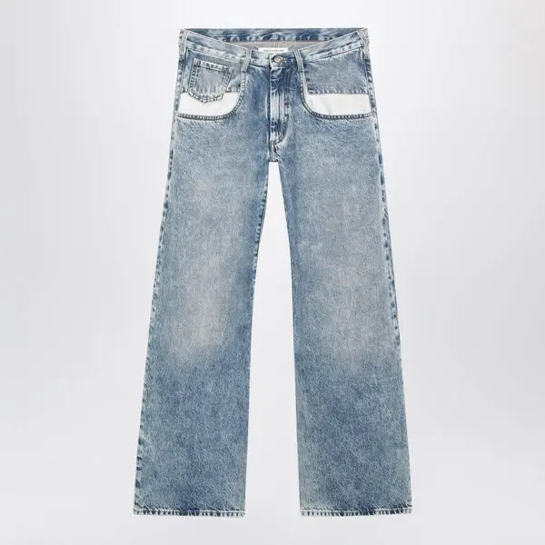 MAISON MARGIELA Light Washed Jeans With Contrasting Insert Pocket Details - Blue