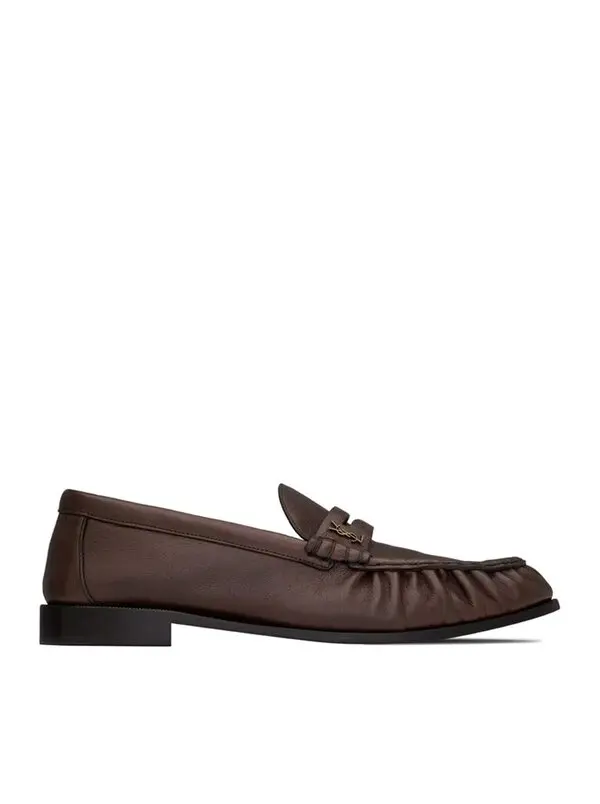 Saint Laurent Le Loafer Soft Moccasins In Matt Leather - Brown
