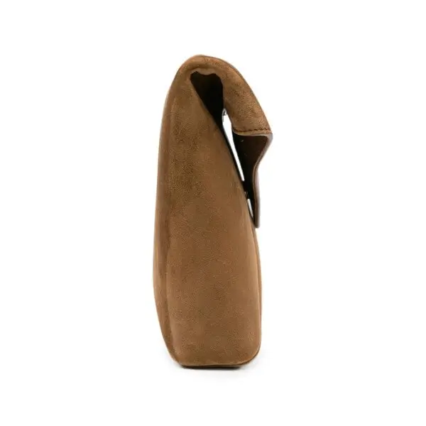 Saint Laurent Calf Suede Cassandre Logo Plaque Clutch Bag - Brown