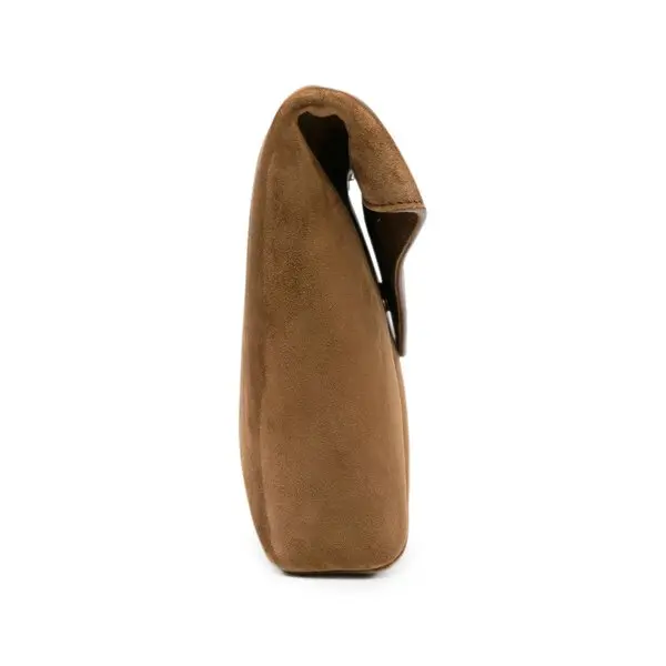 Saint Laurent Calf Suede Cassandre Clutch - Brown