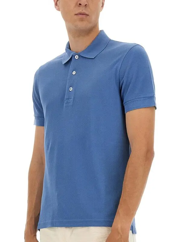 TOM FORD Pique Polo - Blue