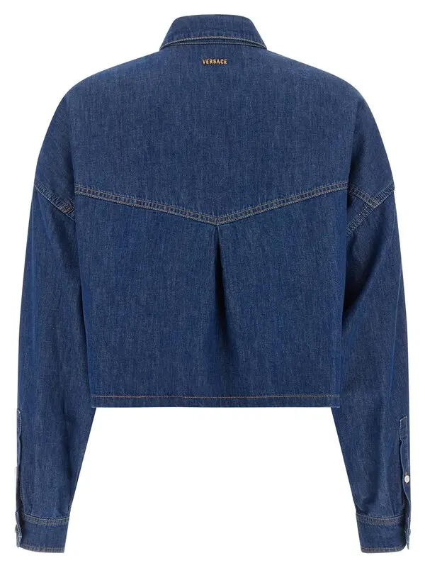 Versace Cropped Cotton Denim Shirt