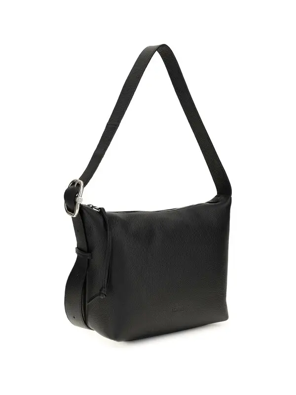 Loewe Medium Loop Hobo Bag In Grained Calfskin - Black