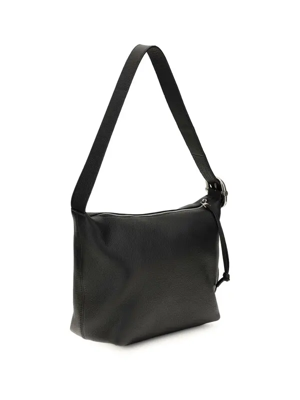 Loewe Medium Loop Hobo Bag In Grained Calfskin - Black