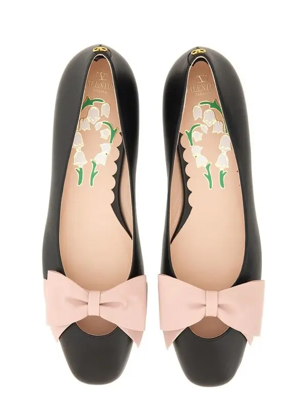Valentino Garavani Bow Detailing Ballerina Flats - Black