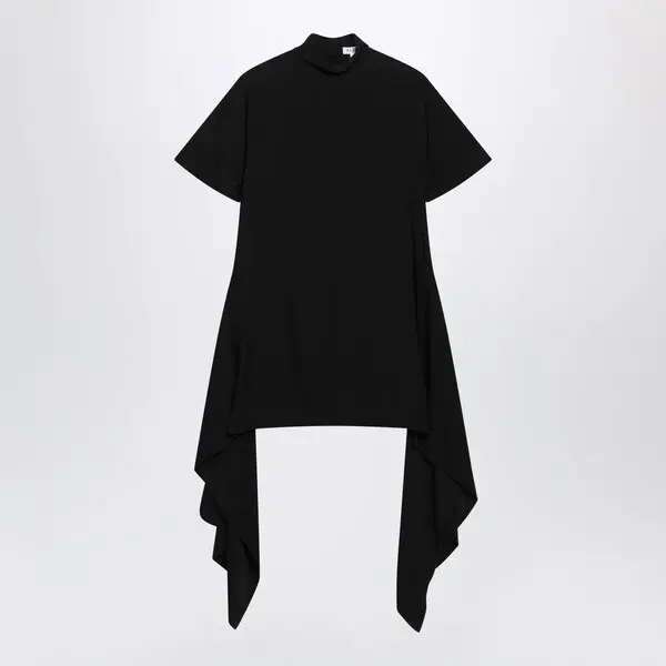 Alaïa Mock-neck Mini Dress In Cotton Blend - Black