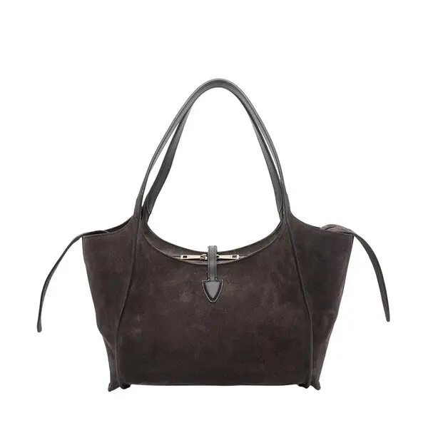 TOD'S Small Suede T Timeless Shopping Bag - Brown