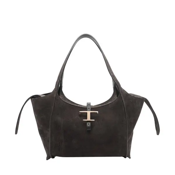 TOD'S Suede T Timeless Shopping Bag - Brown