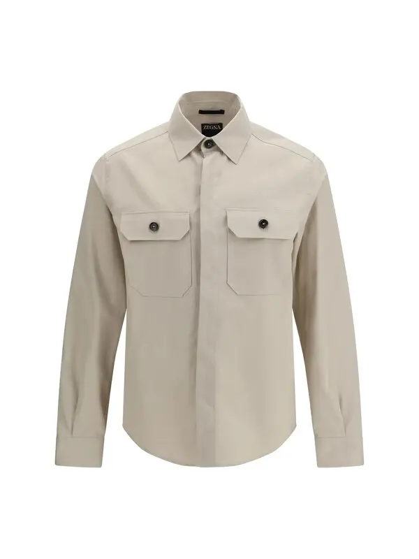 Zegna Linen Wool And Silk Shirt Jacket - Cream