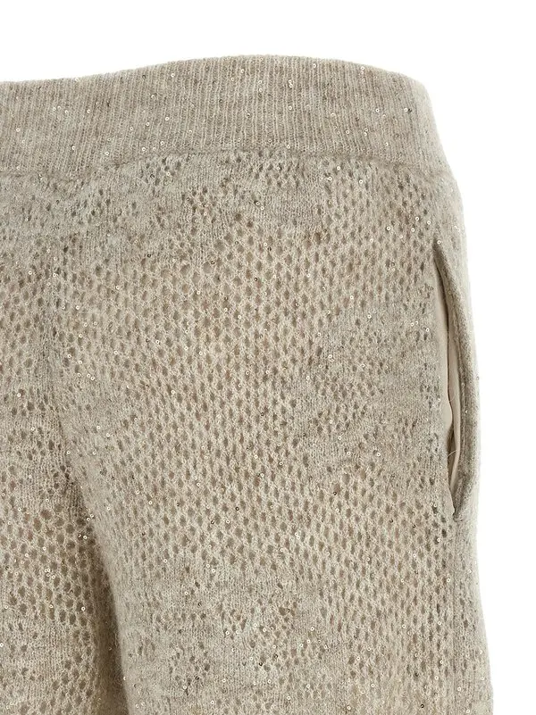 Brunello Cucinelli Dazzling Abstract Leaf Trousers - Cream