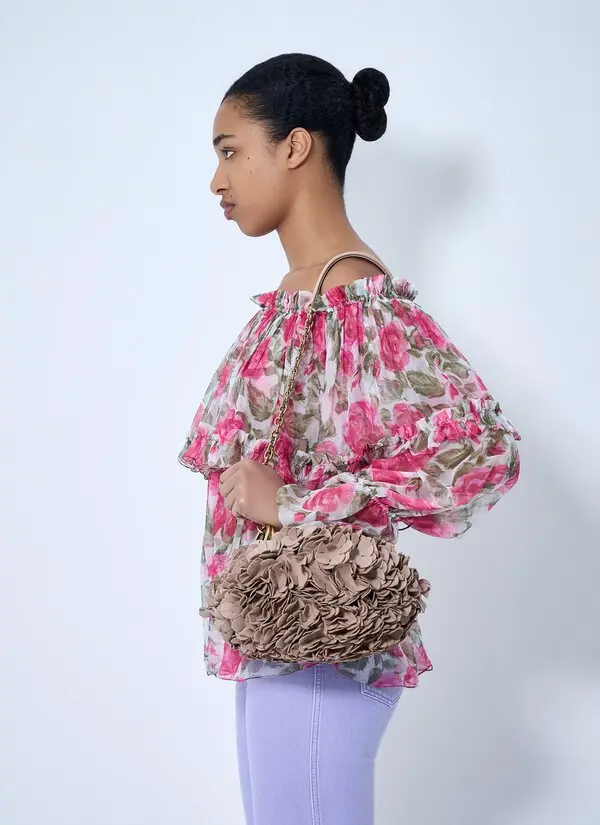 Chloé Floral Appliqué Chain Bag - Cream
