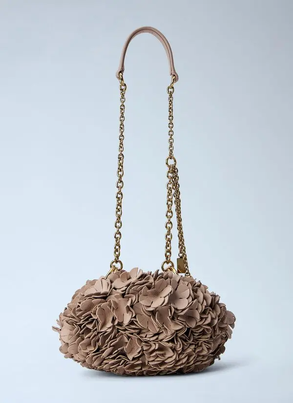 Chloé Floral Appliqué Chain Bag - Cream