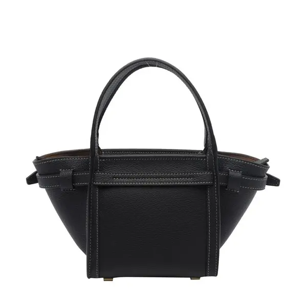 TOD'S Mini T Signature Leather Shopping Bag - Black