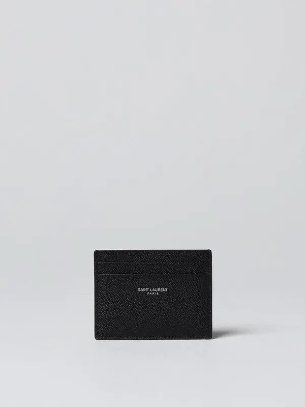 Saint Laurent Grain De Poudre Leather Credit Card Holder