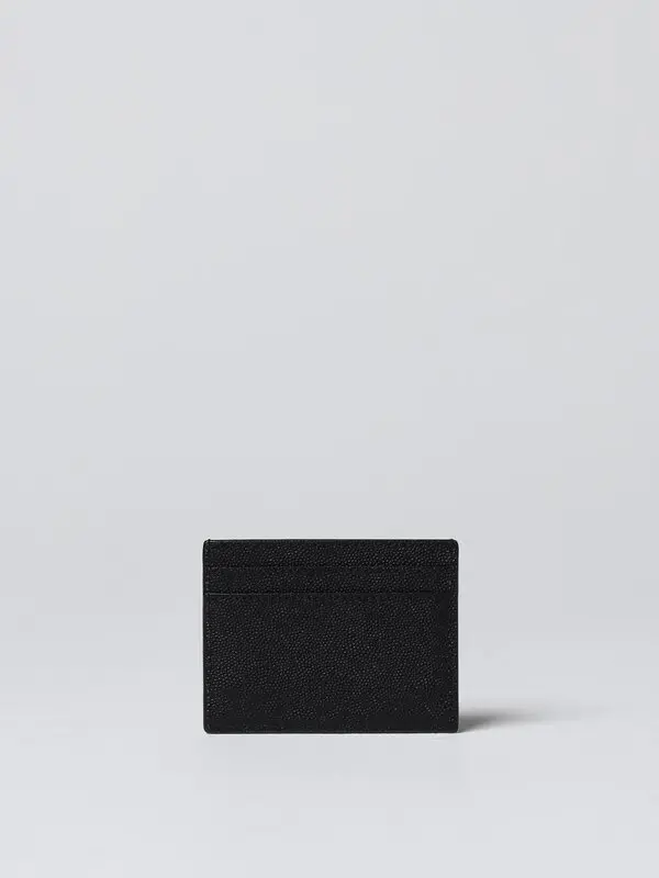 Saint Laurent Grain De Poudre Leather Credit Card Holder