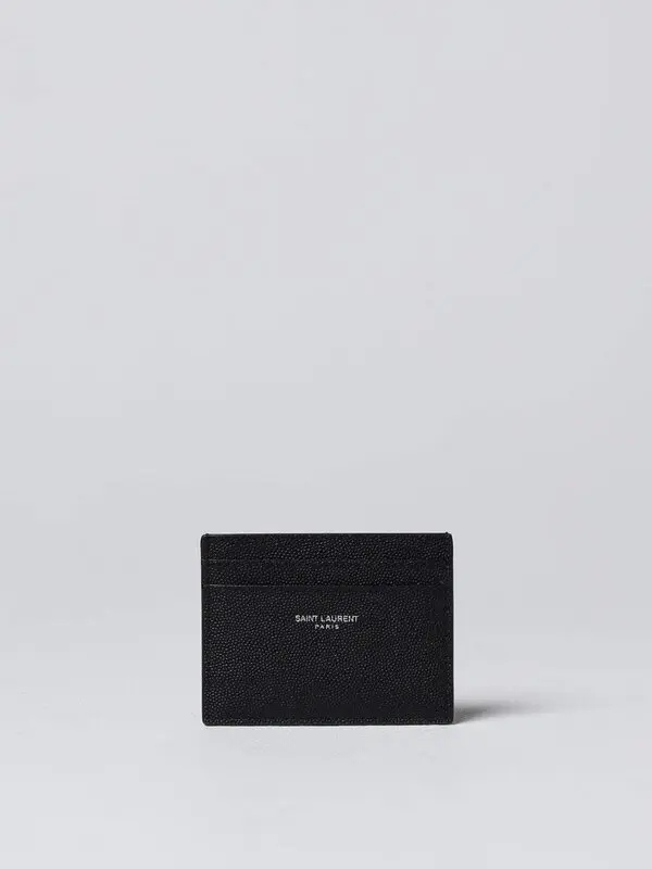 Saint Laurent Grain De Poudre Leather Credit Card Holder - Black