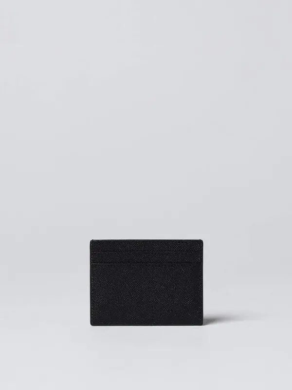 Saint Laurent Grain De Poudre Leather Credit Card Holder - Black