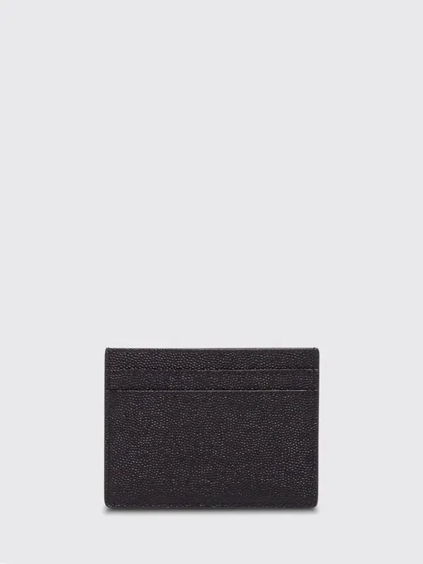 Saint Laurent Calfskin Leather Card Holder With Embossed Logo - Black