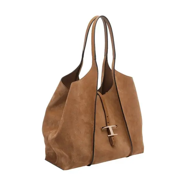 TOD'S Medium Suede T Timeless Shopping Bag
