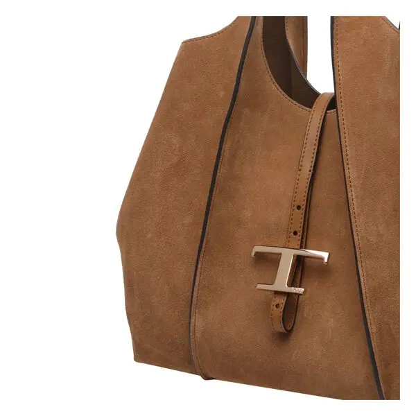 TOD'S Medium Suede T Timeless Shopping Bag