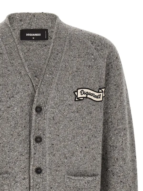 Dsquared2 Basic Wool Blend Cardigan - Gray
