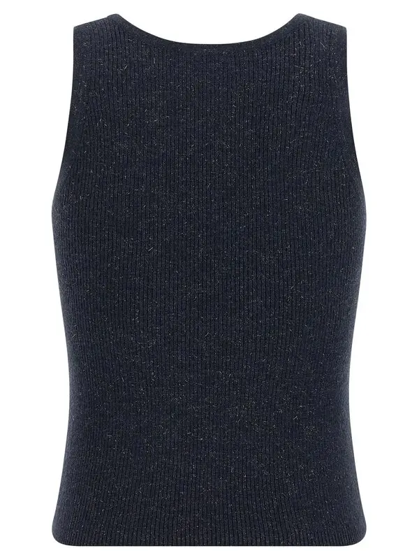 Brunello Cucinelli Sparkling Ribbed Cashmere Tank Top