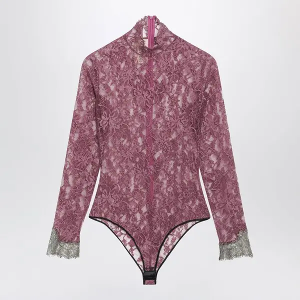 Valentino Garavani Lace Bodysuit With Contrasting Cuffs - Red