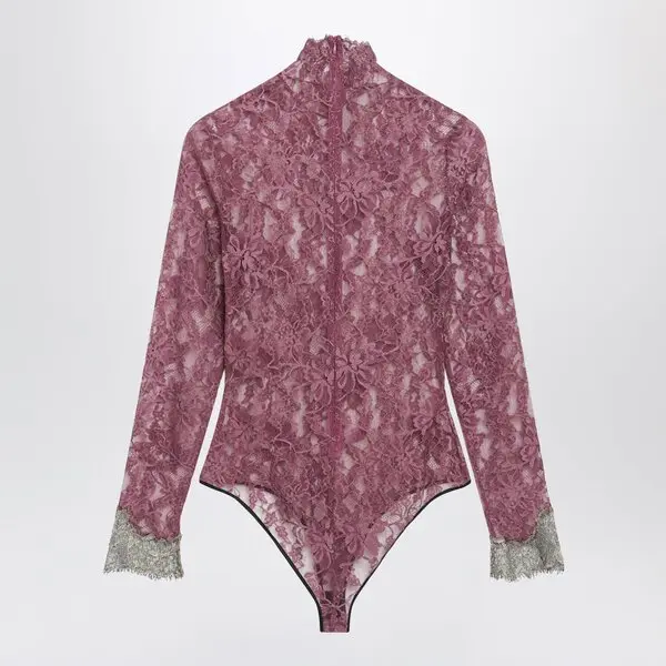 Valentino Garavani Lace Bodysuit With Contrasting Cuffs - Red