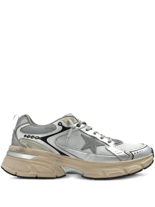 GOLDEN GOOSE Lightstar Laminated Leather And Mesh Sneakers