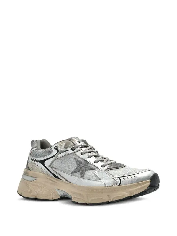 GOLDEN GOOSE Lightstar Laminated Leather And Mesh Sneakers