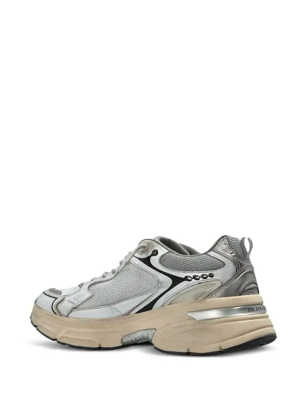 GOLDEN GOOSE Lightstar Laminated Leather And Mesh Sneakers