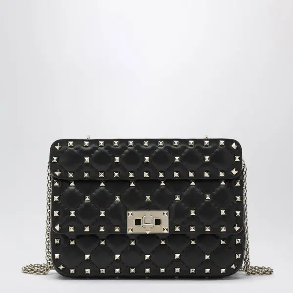 Valentino Garavani Mini Rockstud Spike Top Handle Bag In Leather - Black