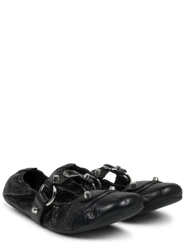 Balenciaga Lamb Skin Ballerina City Flats - Black