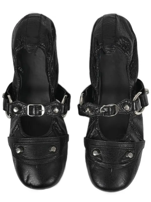 Balenciaga Lamb Skin Ballerina City Flats - Black