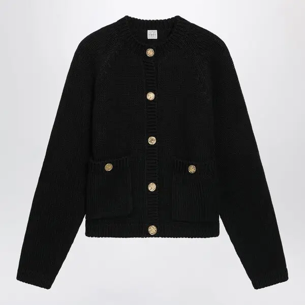 TOTEME Organic Cotton Cardigan - Black