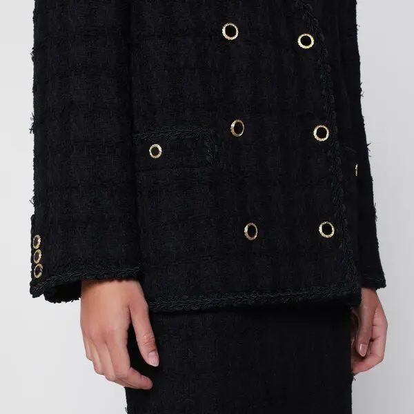 Alessandra Rich Double-breasted Boucle Tweed Jacket
