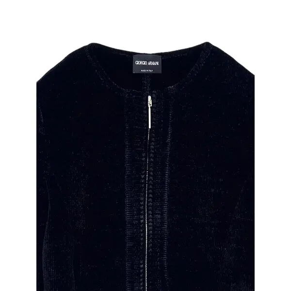 Giorgio Armani Fitted Chenille-effect Zip Jacket - Blue
