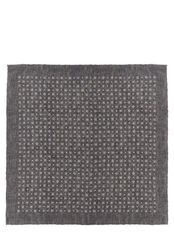 Brunello Cucinelli Silk Geometric Pocket Square - Gray